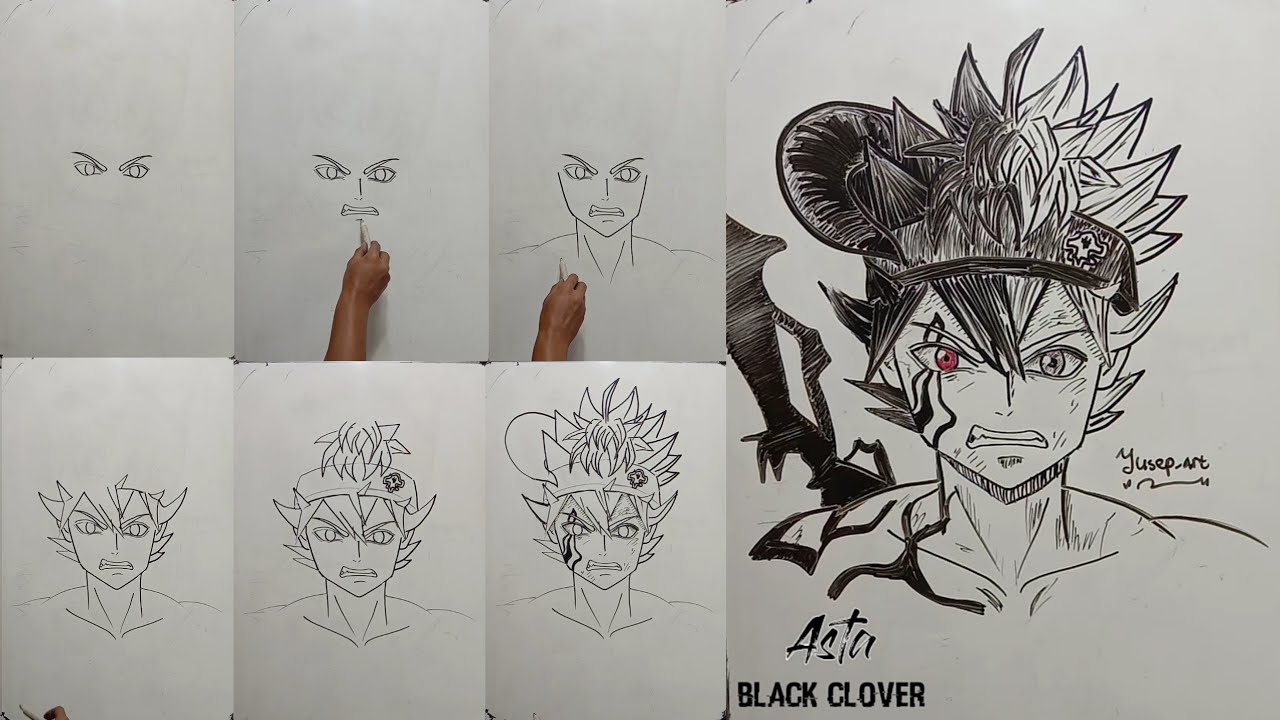 How to draw asta black clover || step by step for beginners || You can ...