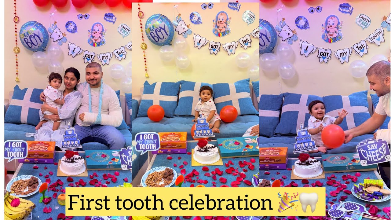 #vlog First tooth celebration ideas ||First toothbaby cake and ...