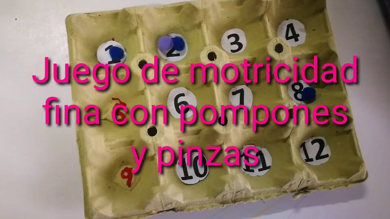 Juego de motricidad fina con pinzas y pompones - YouTube
