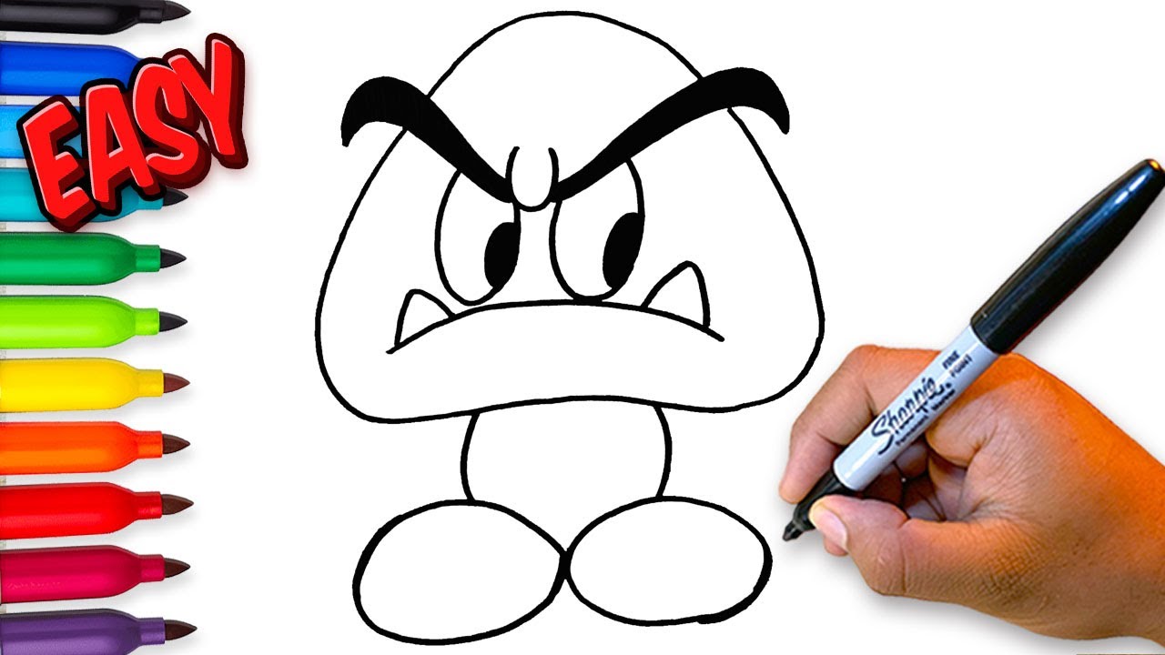 How to Draw Goomba from Mario Easy | Step-by-Step Tutorial - YouTube