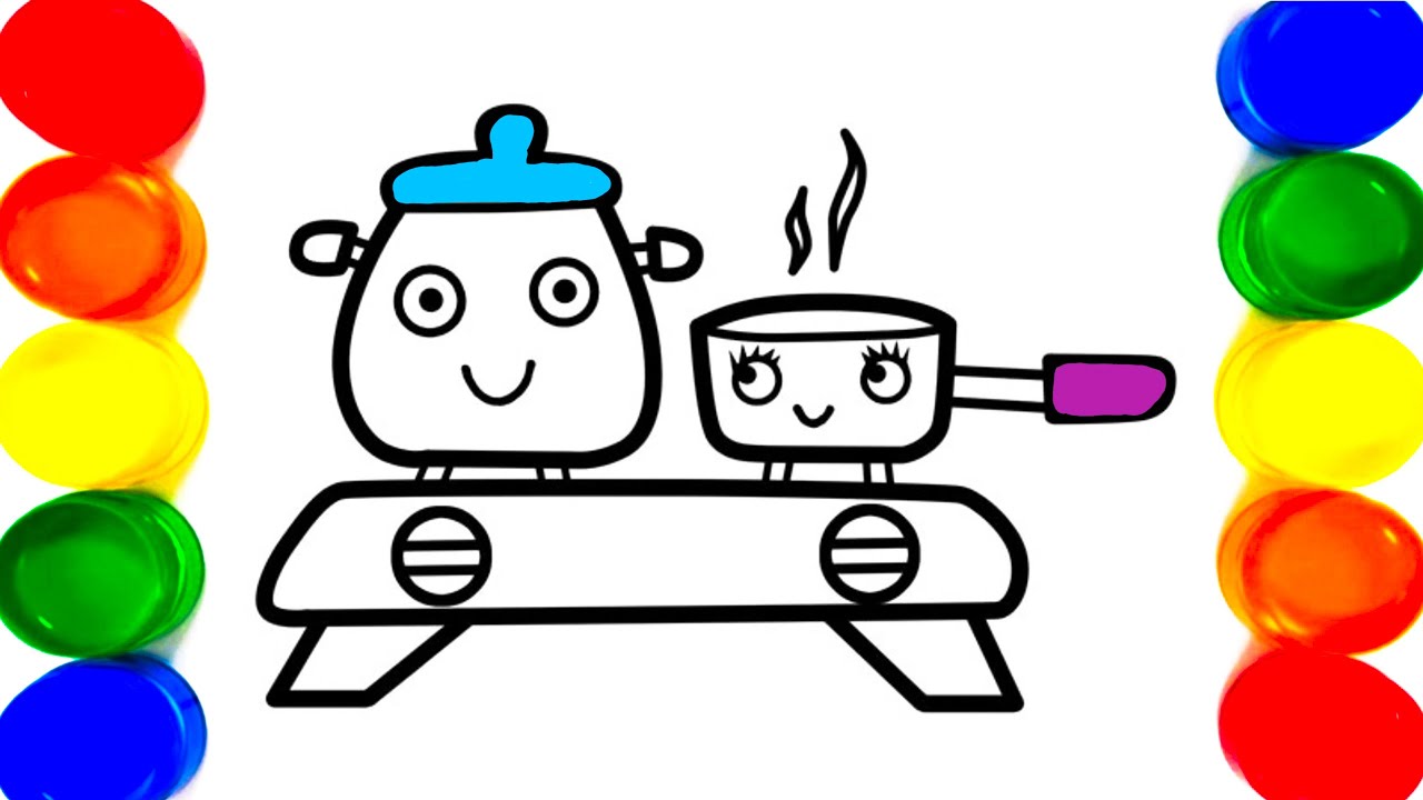 Draw easy kitchen set step by step | kitchen set drawing, colouring ...