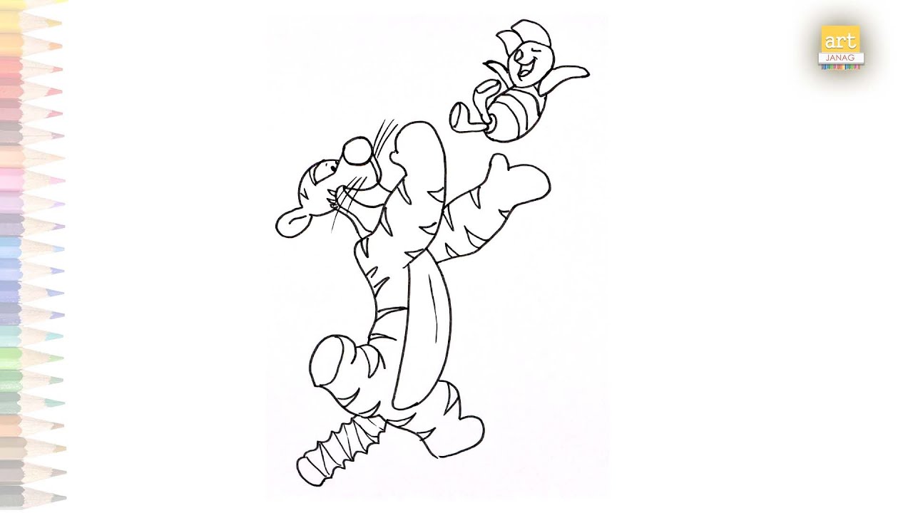 Tigger cartoon drawing easy | How to draw winnie the pooh tigger ...