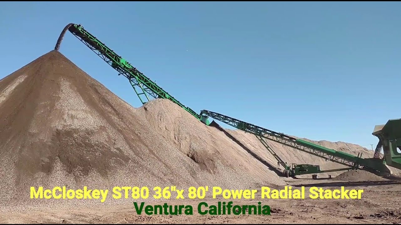 McCloskey ST80 36"X 80' Power Radial Stacker - Ventura California - YouTube
