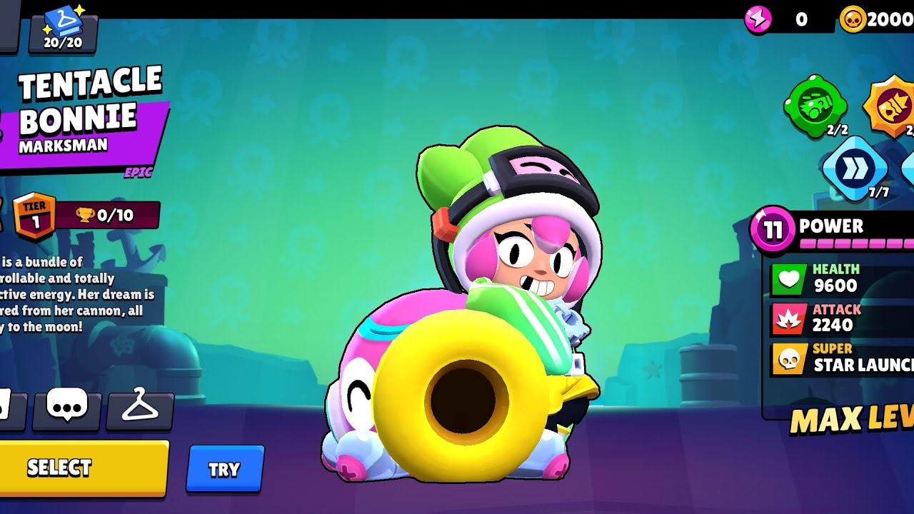 All Tentacle Bonnie Skin Animations In Brawl Stars! - YouTube