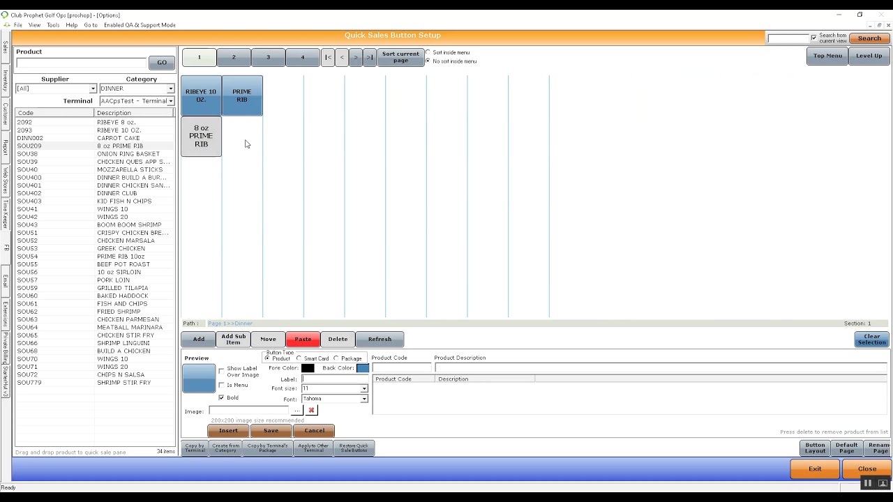 Quick Sale Button Setup in F&B for CPS Air for versions up to 3.98 ...