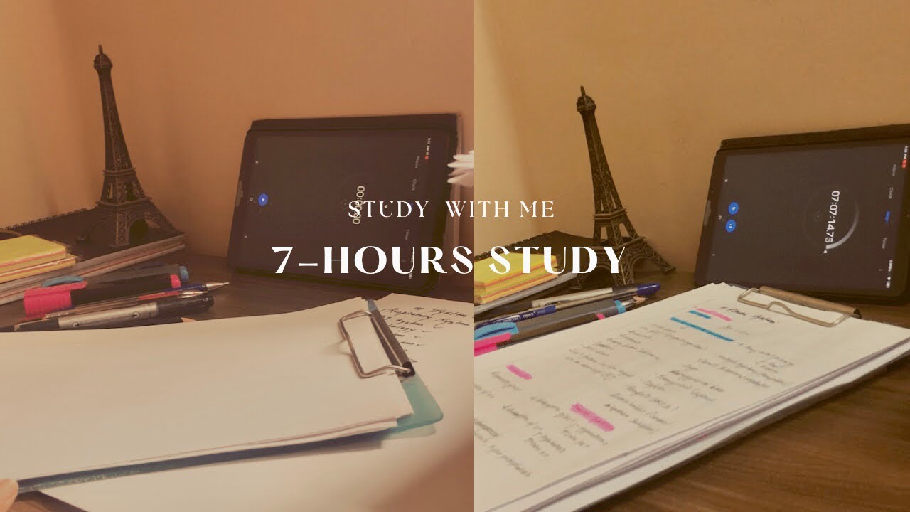 Study Vlog | Study with me #4 | 7-Hour Study |Time-lapse | Notes taking ...
