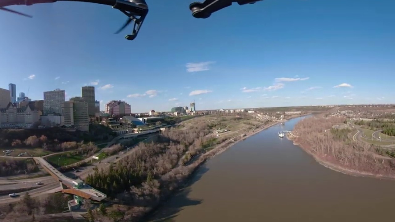 Smart Drones Footage Over Downtown Edmonton River Valley - YouTube