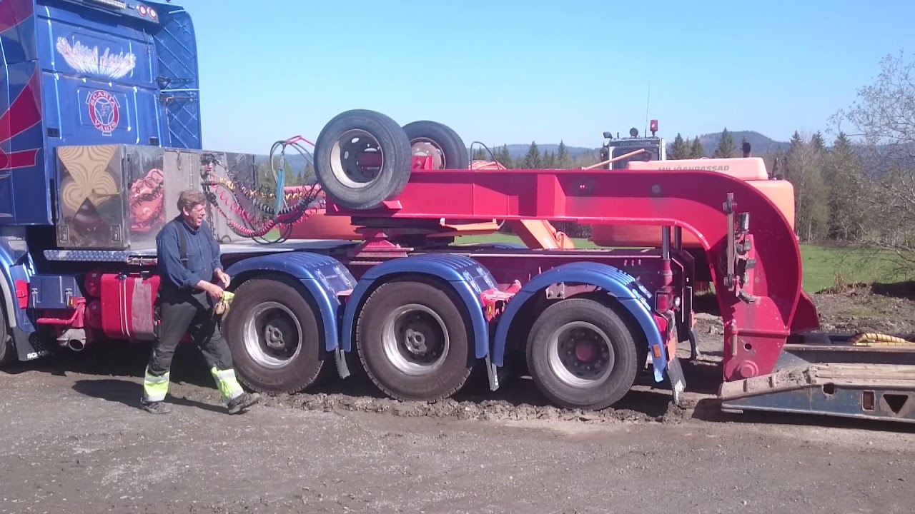 The lowboy is loaded. - YouTube
