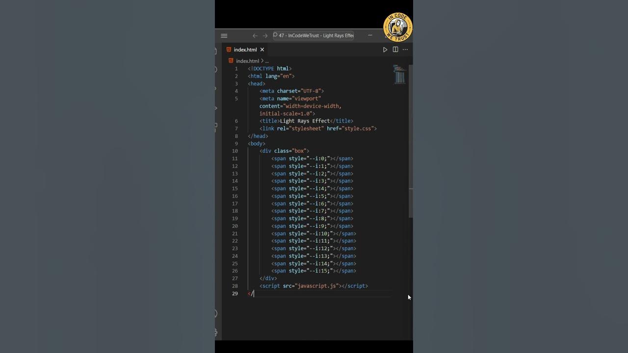 Light Rays Effect Html Css Js Coding Htmlcssjavascript Youtube 8018