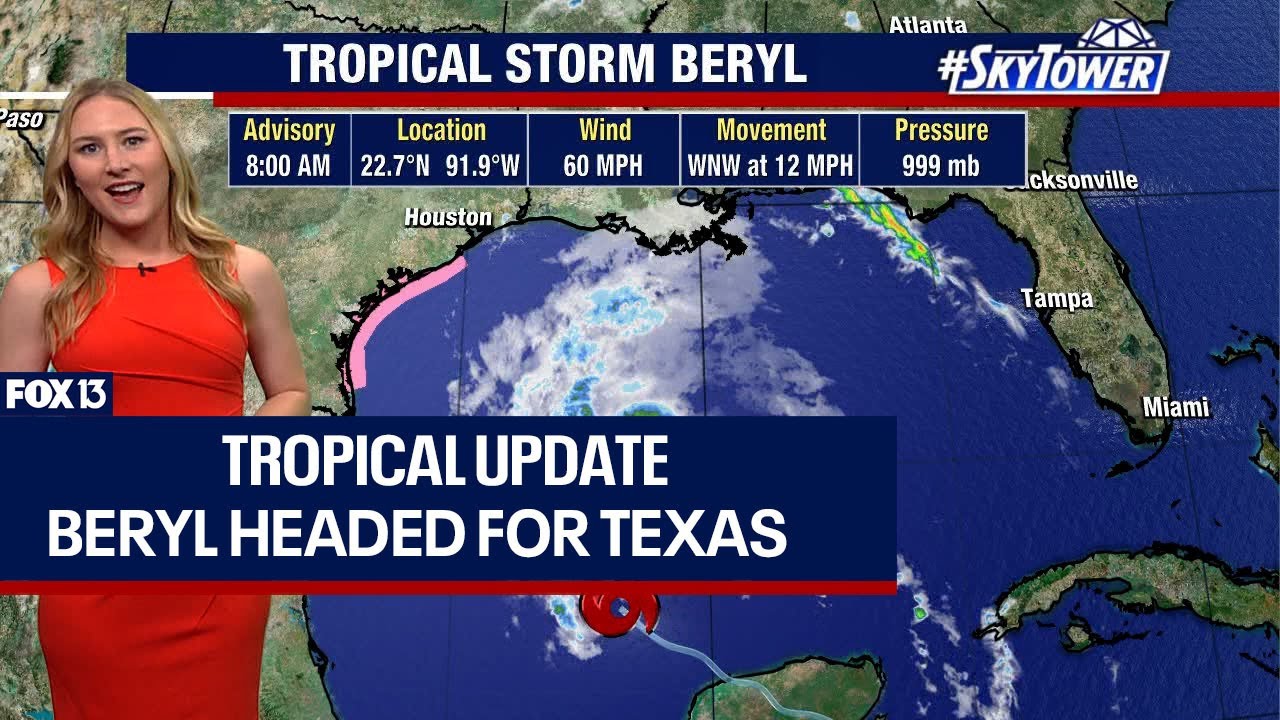 Beryl forecast to become hurricane before landfall - YouTube