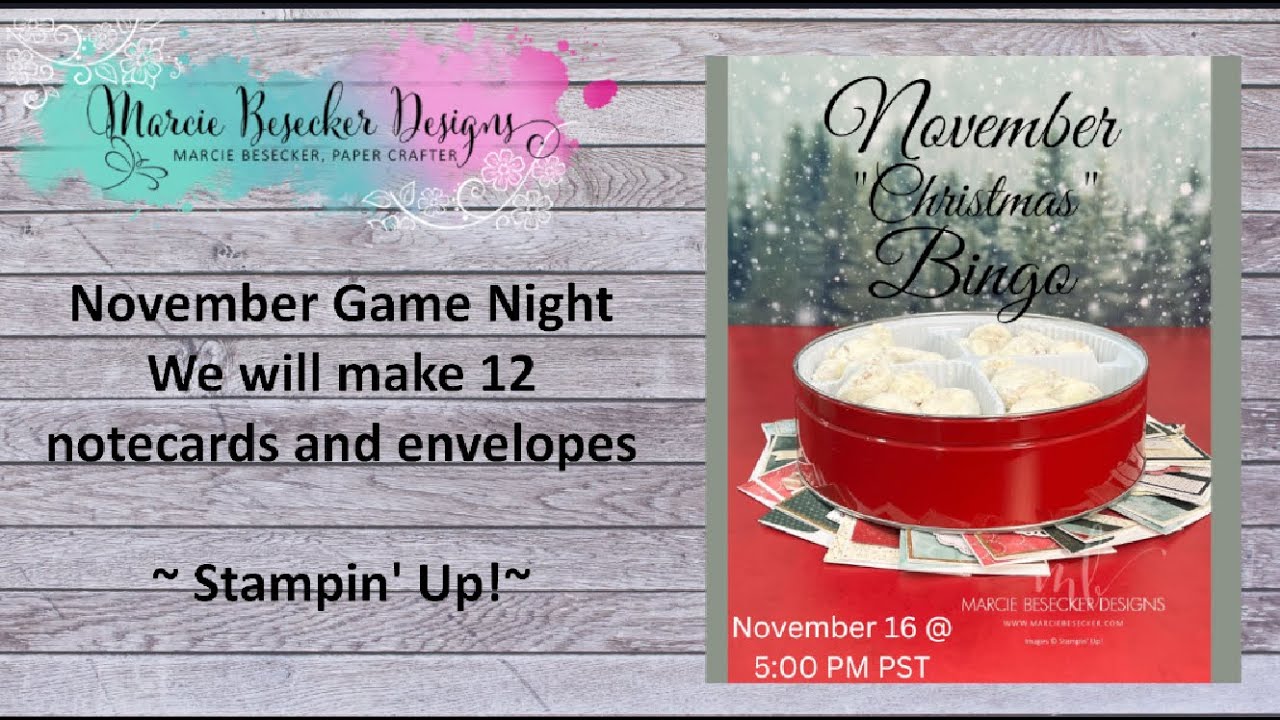 November Game Night - 12 notecards with envelopes - Stampin' Up! - YouTube