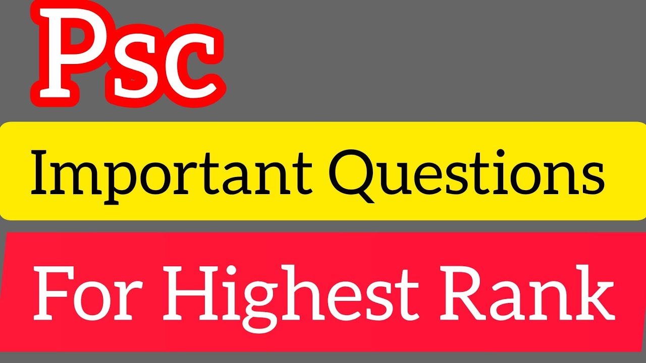 psc important Questions | psc class| psc rank making Questions | - YouTube