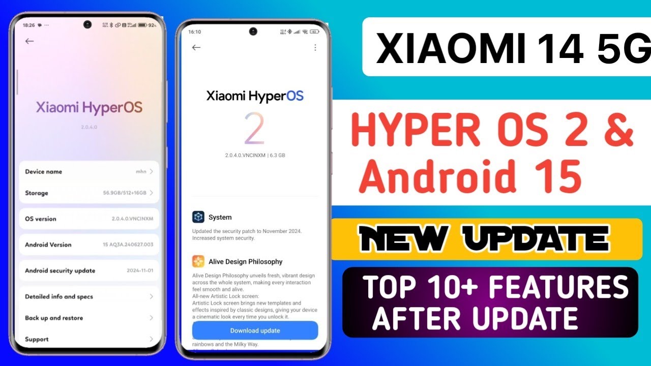 XIAOMi 14 5G Hyper Os 2 & Android 15 Update Released | Top 10+ Features ...