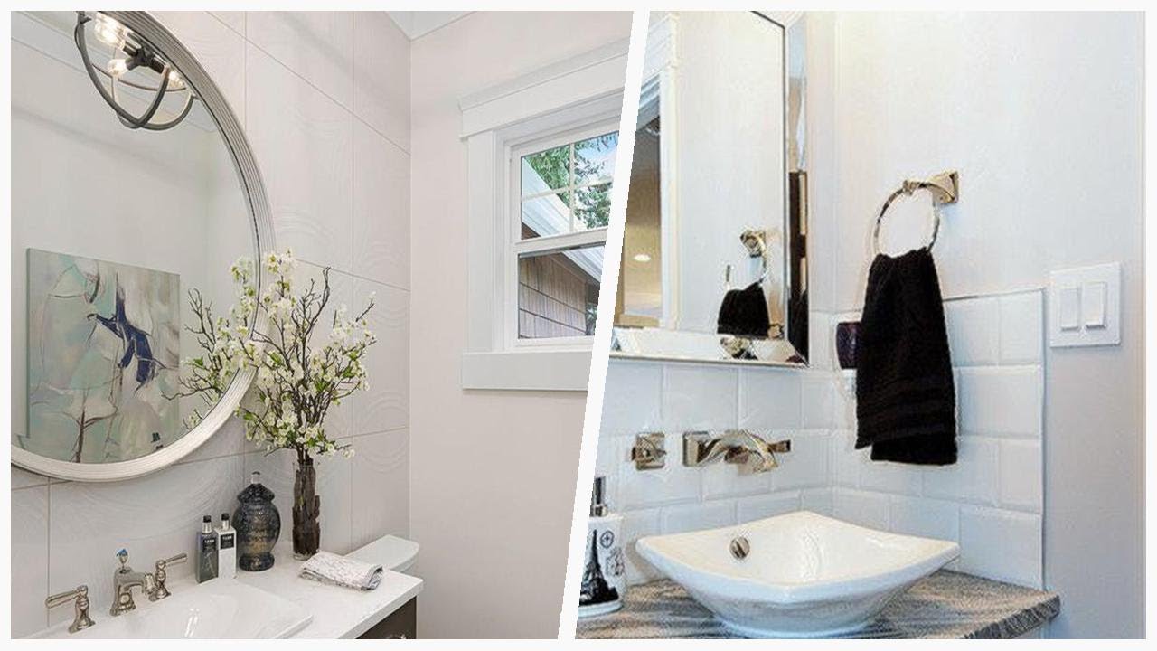 75 Craftsman White Tile Powder Room Design Ideas You'll Love ☆ - YouTube