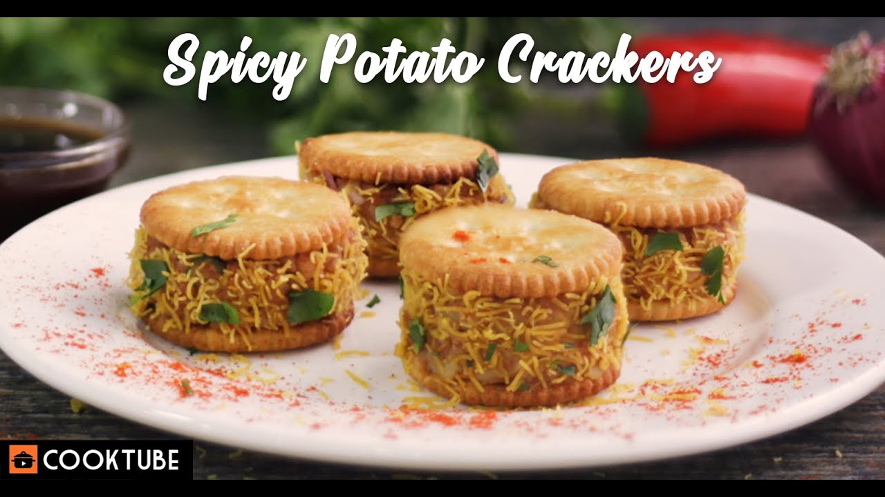 Spicy Potato Crackers Recipe | Spicy Potato Stuffed Between Monaco ...