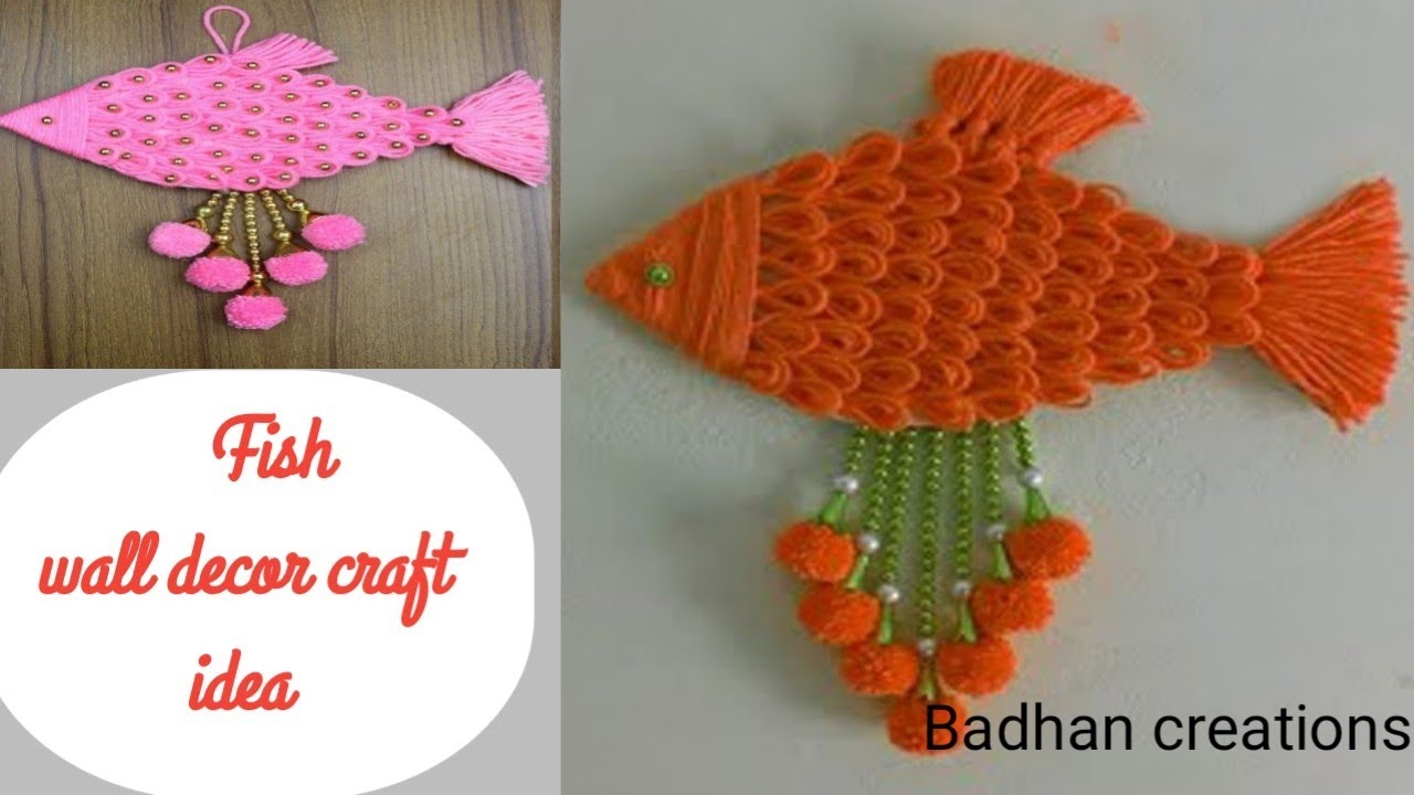 DIY|| wall hanging fish craft idea from cardboard with woolen thread # ...