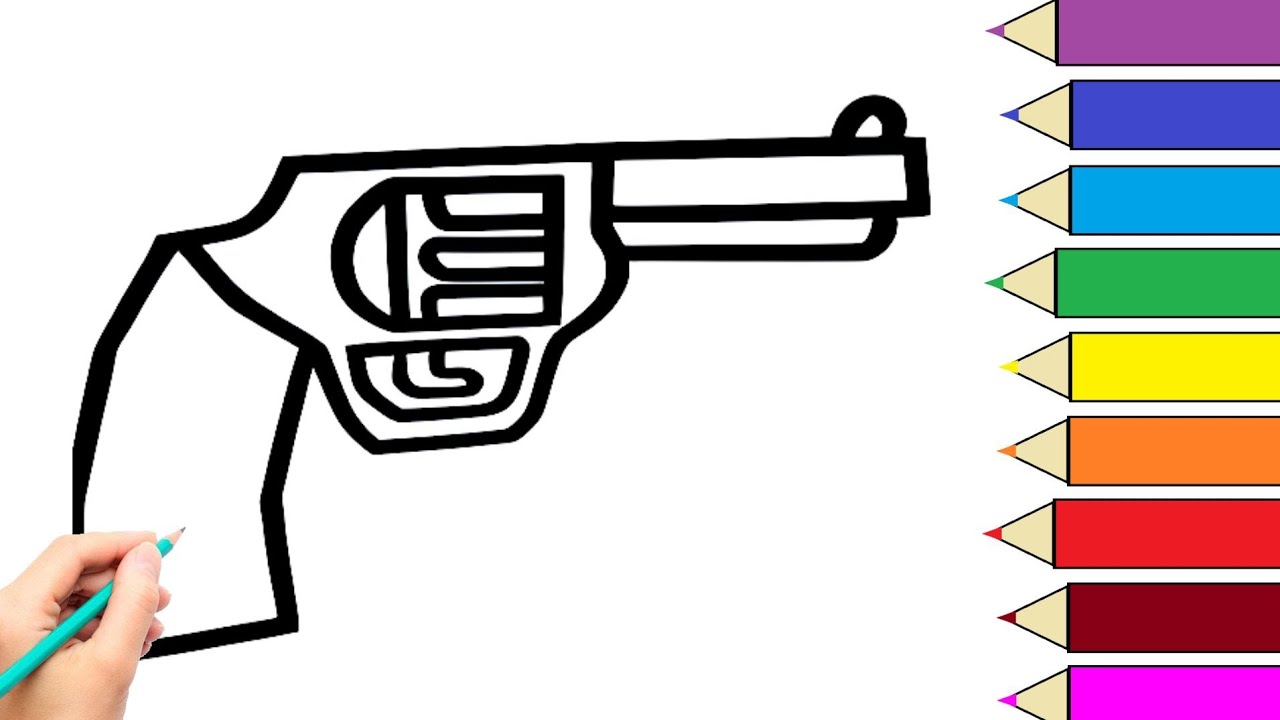 How to draw cute and easy Gun | Easy Drawing, Painting and Coloring For ...