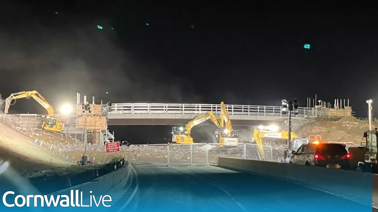 Time-lapse video shows A30 bridge demolition - YouTube