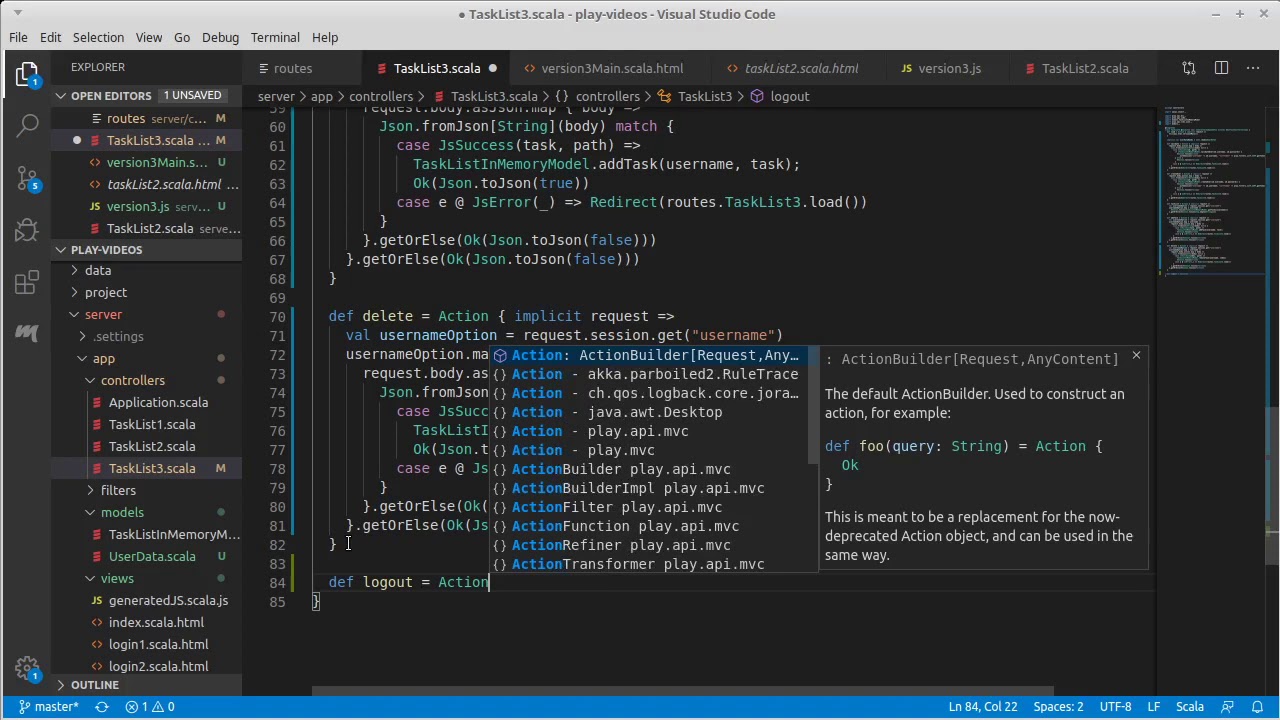 JSON Ajax Task List Part 7 (Play using Scala) - YouTube