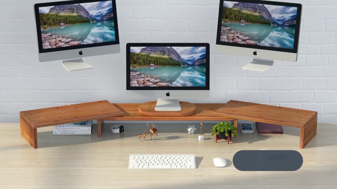 Tribesigns 3 Shelf Monitor Stand Riser with Adjustable Length and Angle ...