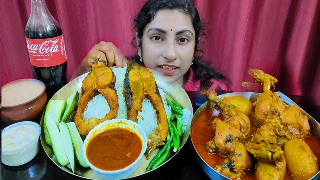 SPICY 🥵🔥 CHICKEN CURRY,RAS MALAI,MISTI DOI,KATLA MACH VAT EATING ...