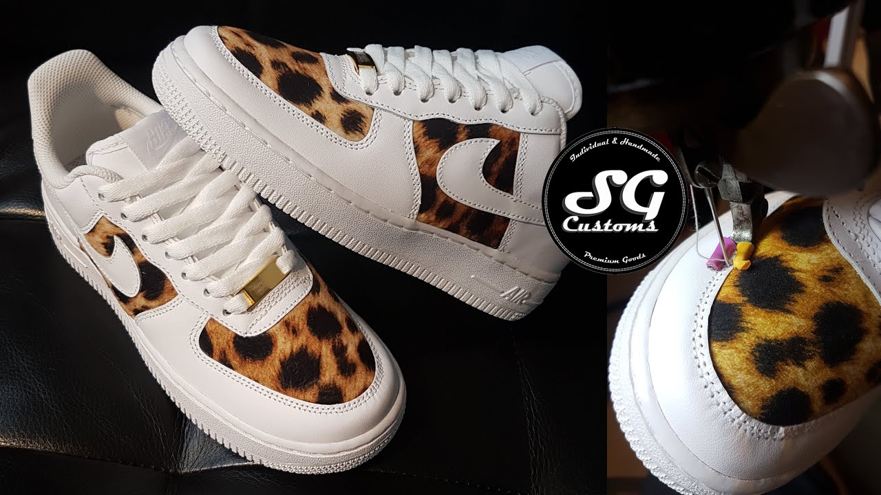 How to put animal print fabric on Nike Air Force 1 Low custom sneakers ...