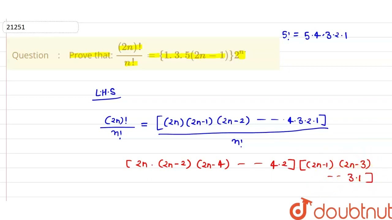Prove That 2n n 1 3 5 2n 1 2 ndot CLASS 11 Prove That 2n n 1 3 5 2n 1 2 ndot CLASS 11