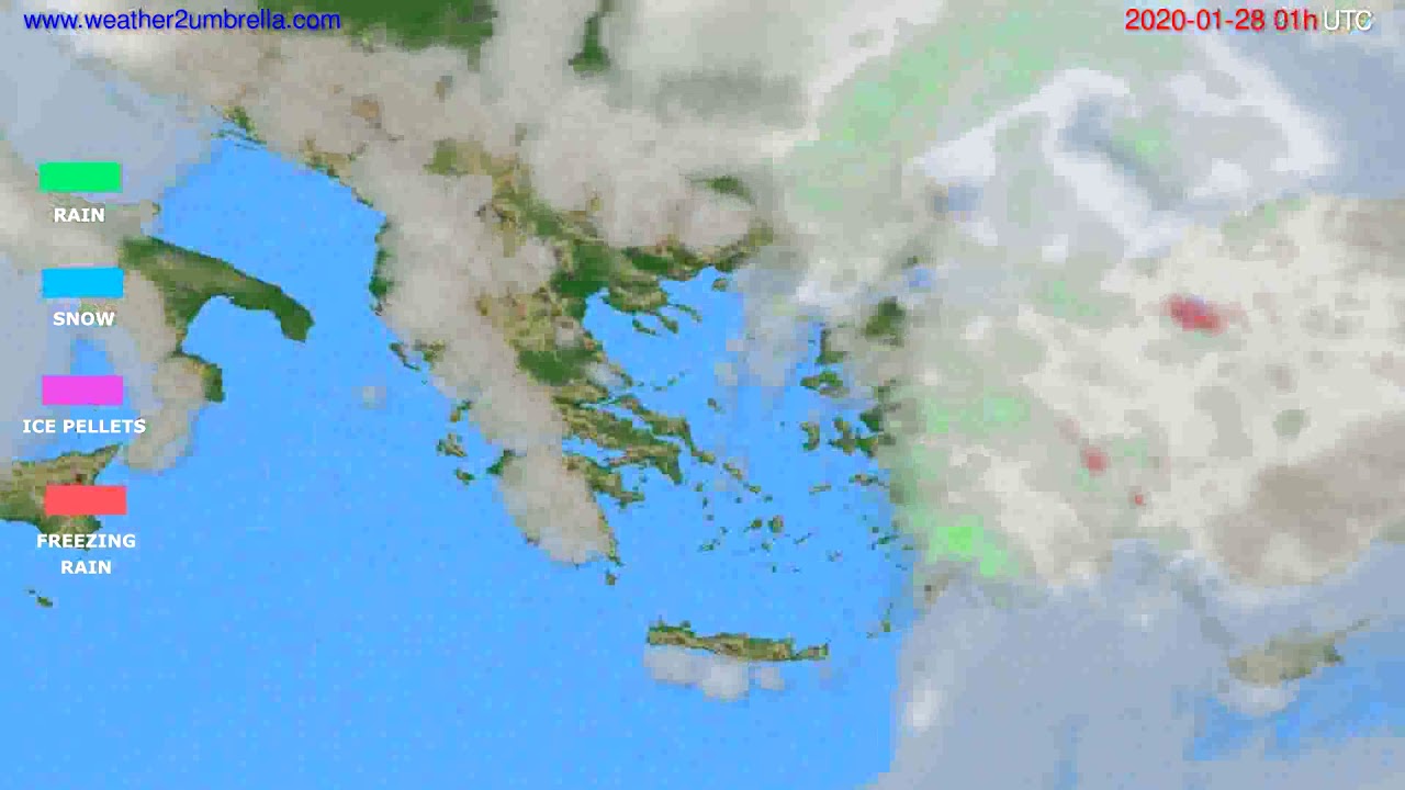Precipitation forecast Greece // modelrun: 12h UTC 2020-01-26 - YouTube