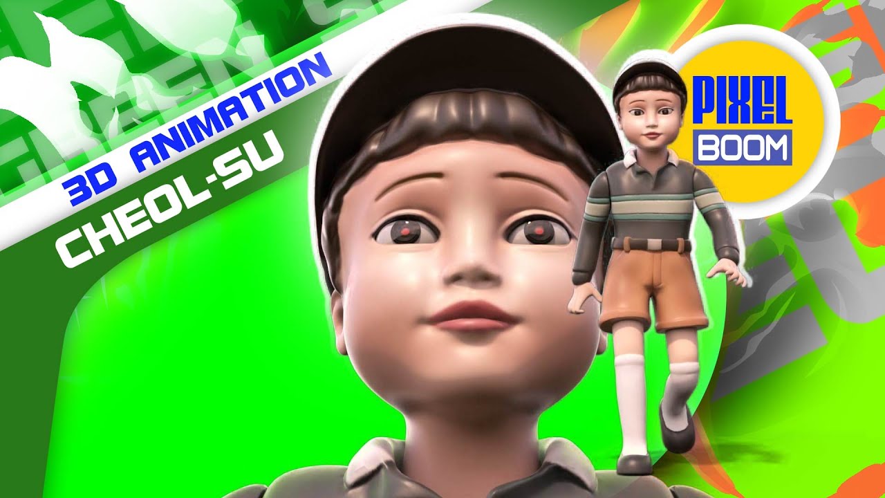 Blue Screen Cheol Su Squid Game 3D Animation PixelBoom - YouTube