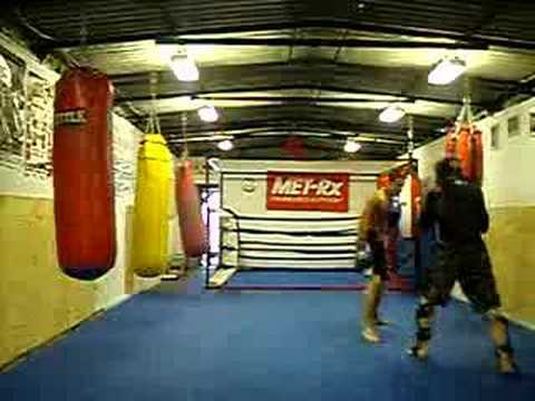 Gary 'Smiler' Turner and Phil Pullen doing sharpening boxing sparring ...