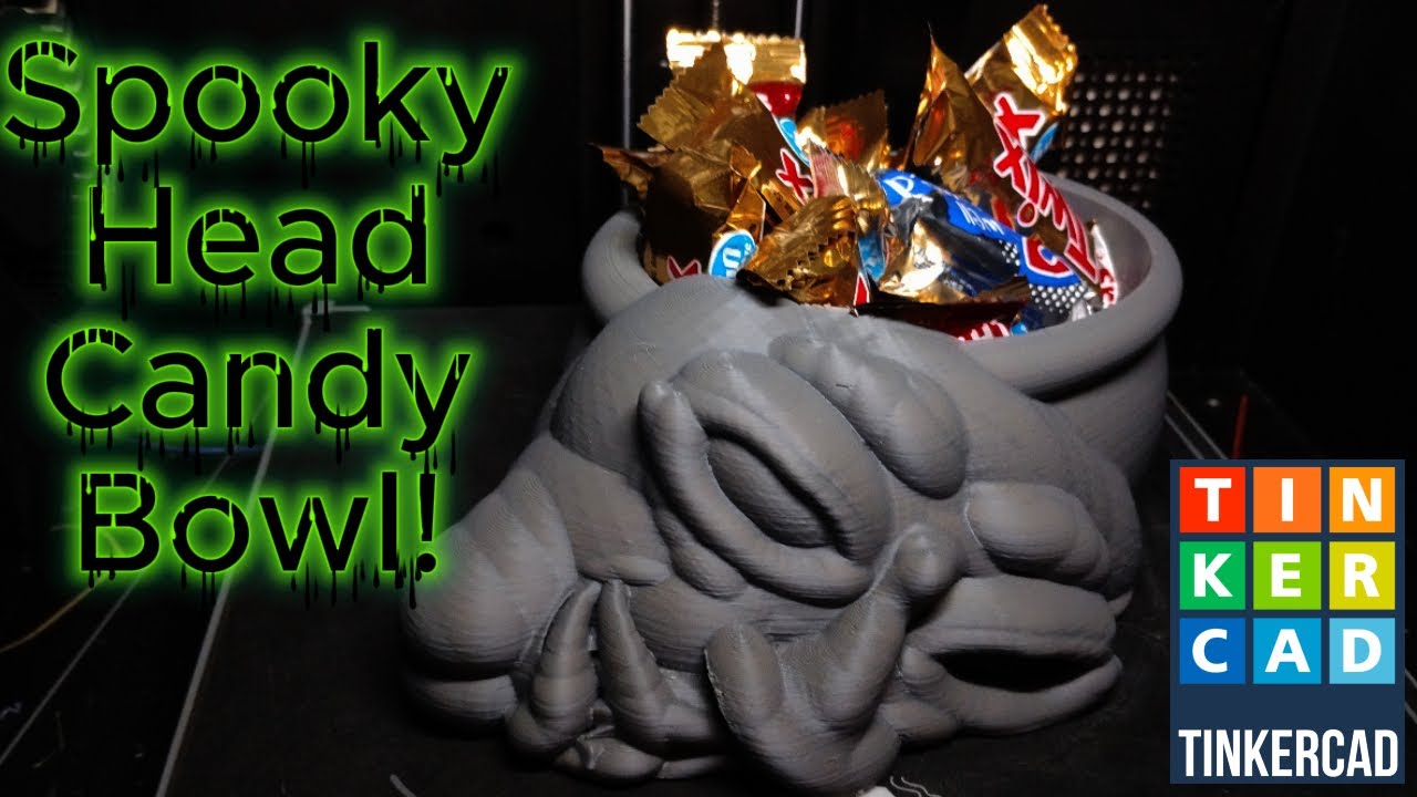 Tinkercad Spooky Head Candy Dish/Bowl. Halloween Idea! - YouTube