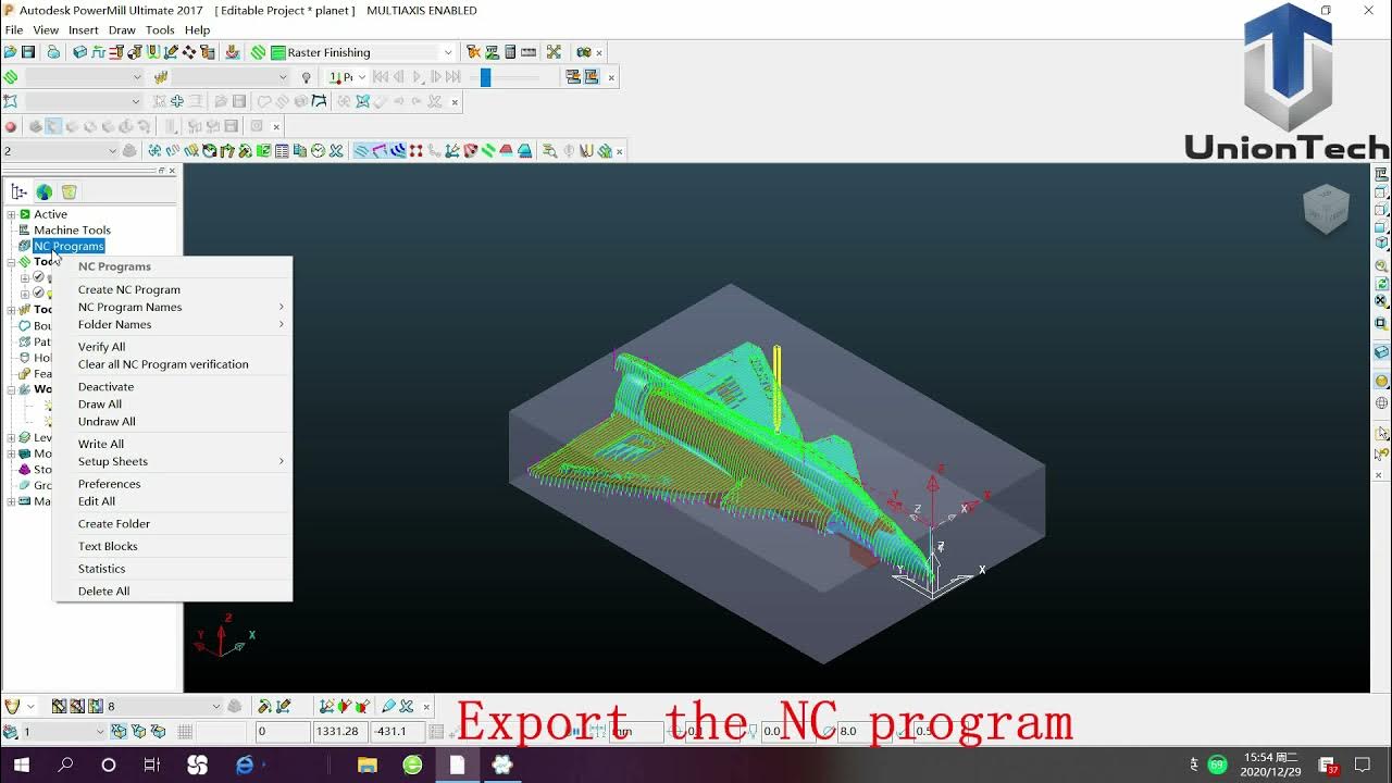 How to make a 4 axis program by PowerMill? Program for swing head CNC ...