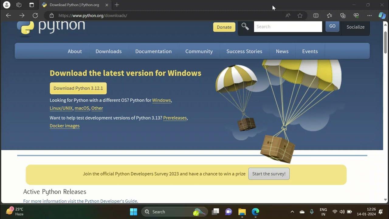 Installing python official distribution on windows pc - YouTube