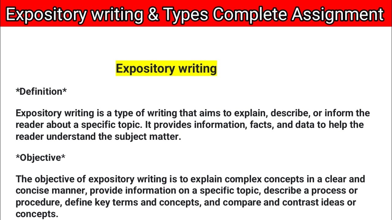 Expository writing and its types complete assignment for Adp - YouTube