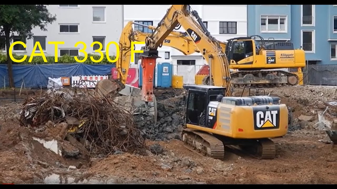Excavator CAT 330F demolition site (4k PC ) - YouTube