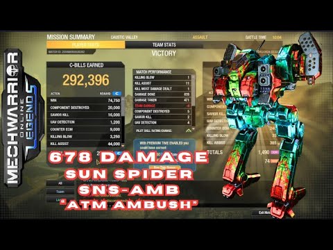 Mechwarrior Online: Sun Spider "ATM Ambush" SNS-AMB - 678 Damage at ...