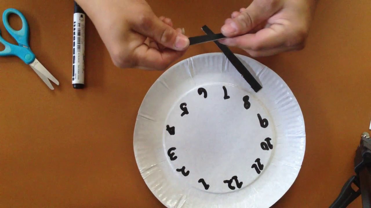 how to make a simple paperplate clock - YouTube