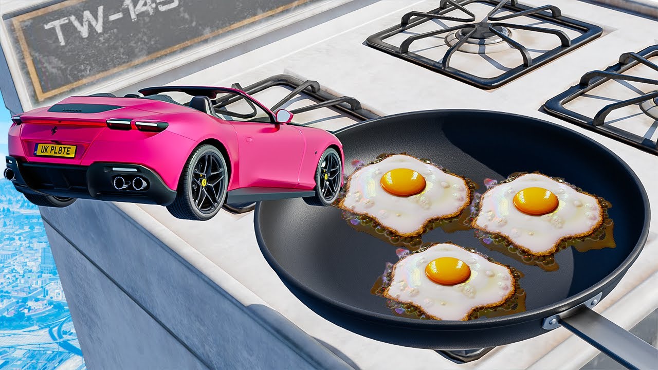 Cars vs egg and bacon in GTA 5 - YouTube