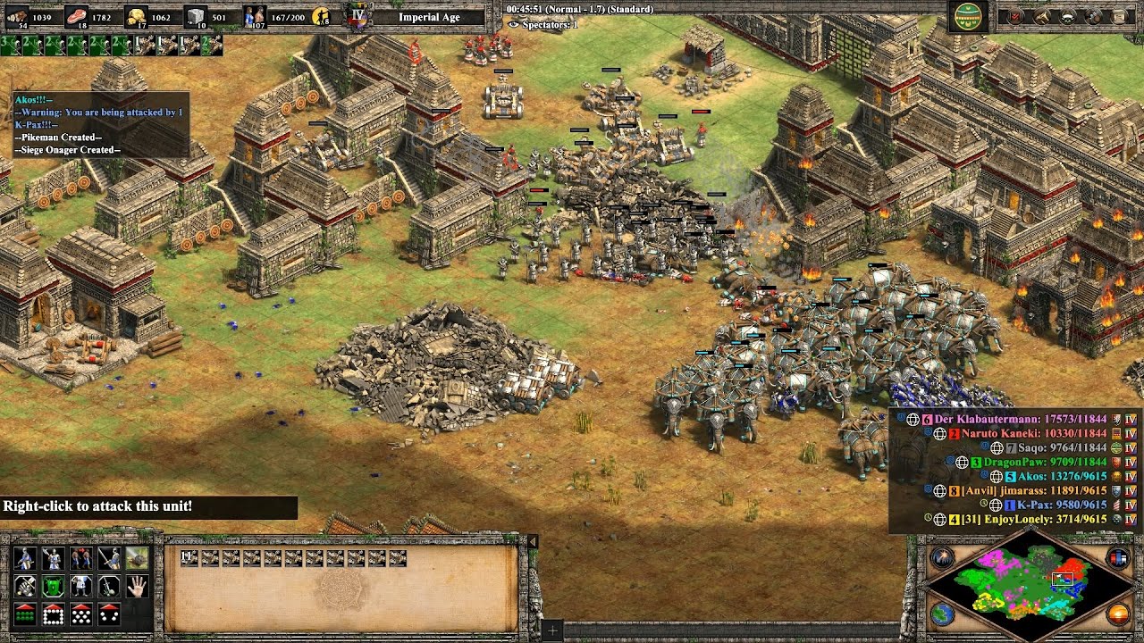 AOE2:DE Aztec pocket 4vs4 Arena | ft Naruto Dragon - YouTube