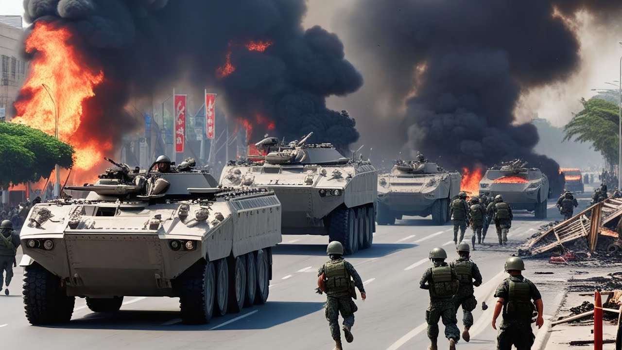10 Minutes ago! Giant Russian tanks bombard a convoy of 300 US armored ...