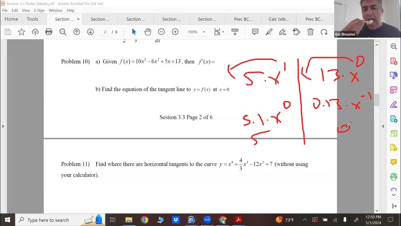 Precalculus BC Honors Spring 2024 Unit 5 Calculus Section 3 3 - YouTube