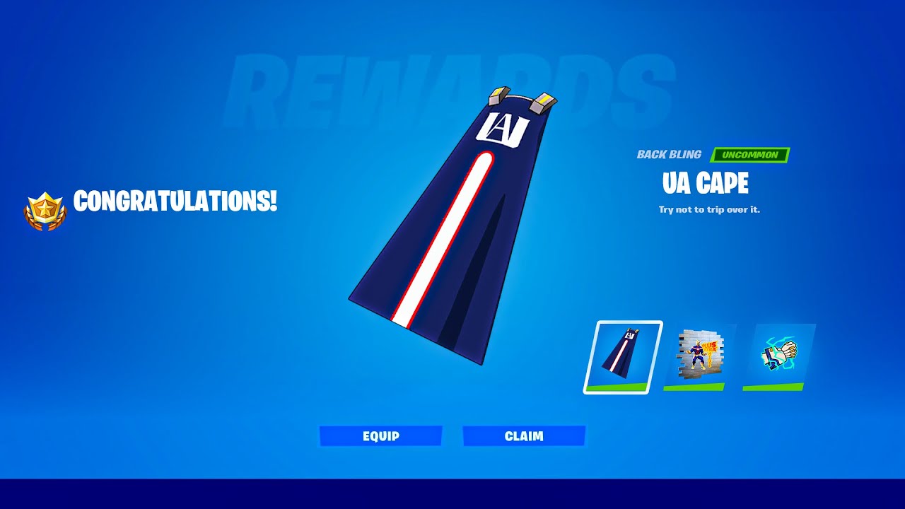 How to unlock UA Cape Back Bling in Fortnite (Complete 8 My Hero ...