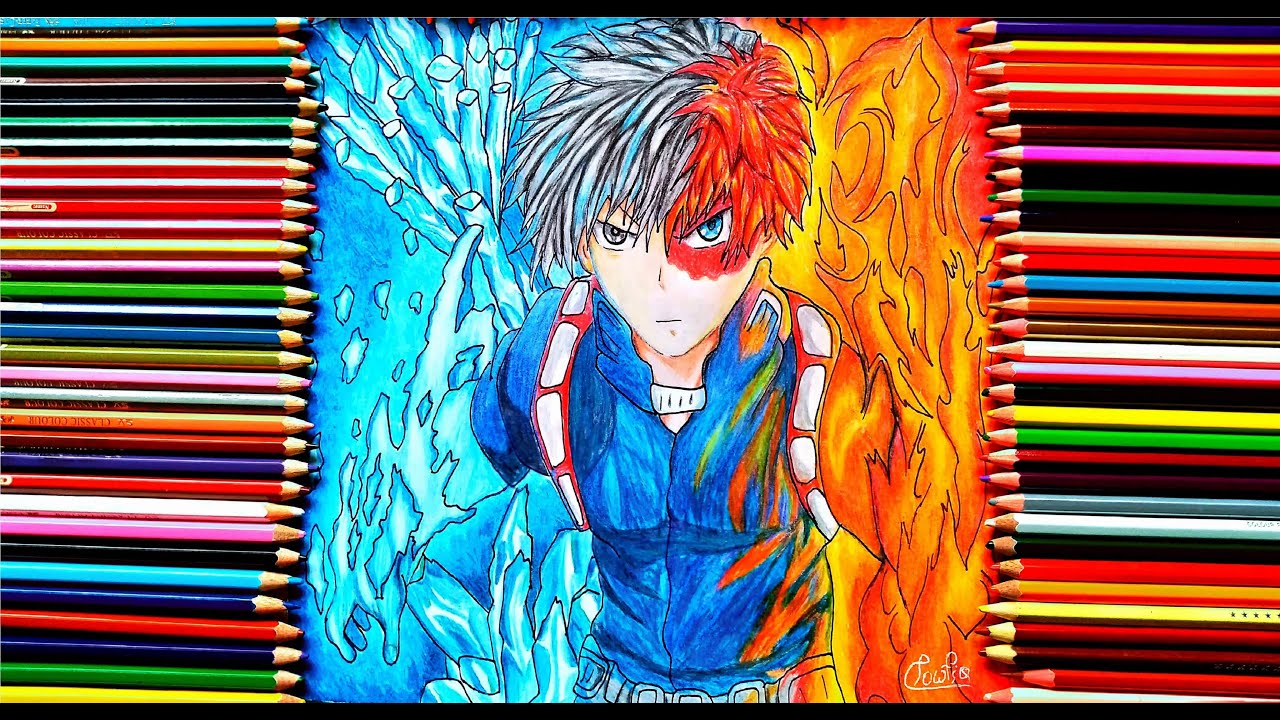 Drawing Shoto Todoroki from My Hero Academia using Color Pencils And ...