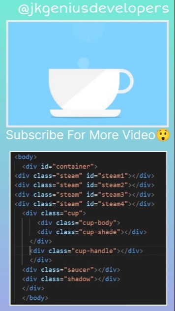 Animated Hot Cup Of Tea Using Html Css only | css animation #shorts # ...