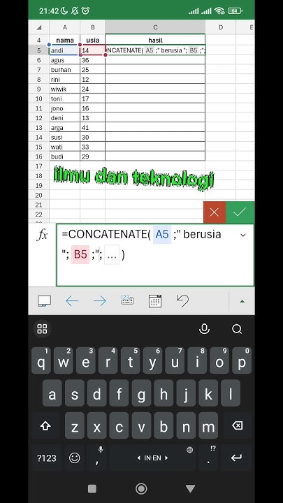 Cara Menggunakan CONCATENATE di Excel dengan Mudah! #excel #exceltips #exceltricks #tutorial ...