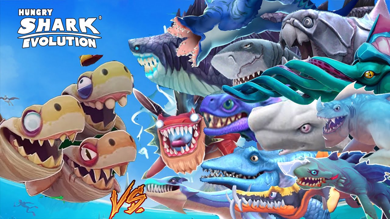 Hungry Shark Evolution FIN, FINN Y FINNY VS MEGALODÓN, LUMINITA, NESSIE ...