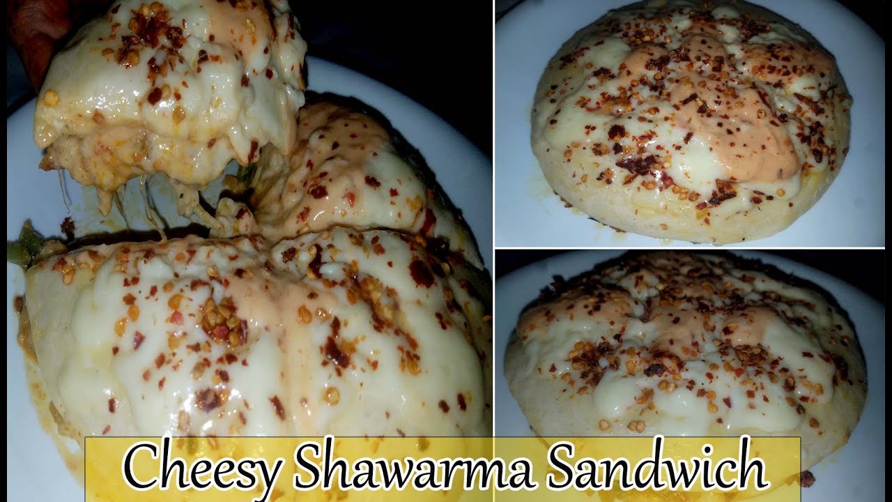 Chessy Shawarma Sandwich Recipe | Shawarma Sandwich | Pizza Sandwich ...
