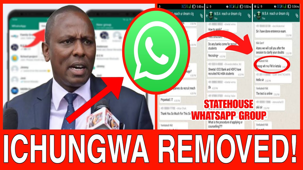 Breaking ‼️MP Kimani ICHUNGWA removed from Statehouse Whatsapp group ...