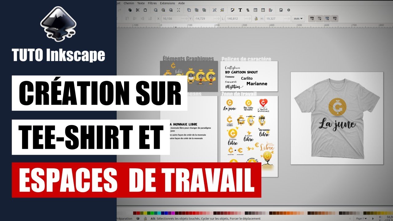 Tuto inkscape : création sur tee-shirt et espaces de travail (Question/réponse) - YouTube