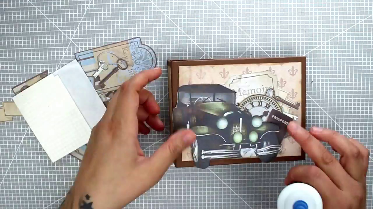 TUTORIAL DE SCRAPBOOKING. MINI ALBUM VINTAGE - YouTube